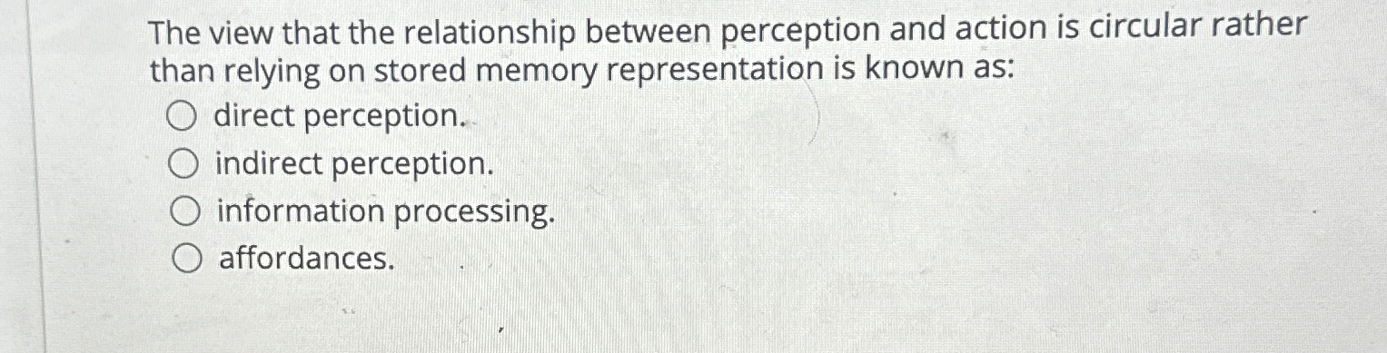 Solved The view that the relationship between perception and | Chegg.com