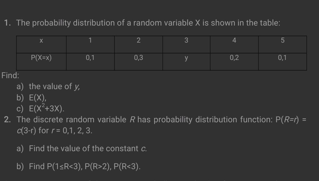 Solved The probability distribution of a random variable x | Chegg.com