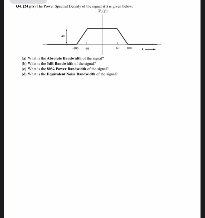 Solved Q4. (24 pts) The Power Spectral Density of the signal | Chegg.com