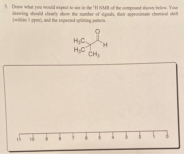 Solved 5. Draw what you would expect to see in the 'H NMR of | Chegg.com