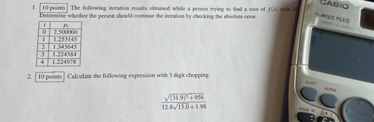 Solved 10 ﻿points The following iteration results obtained | Chegg.com