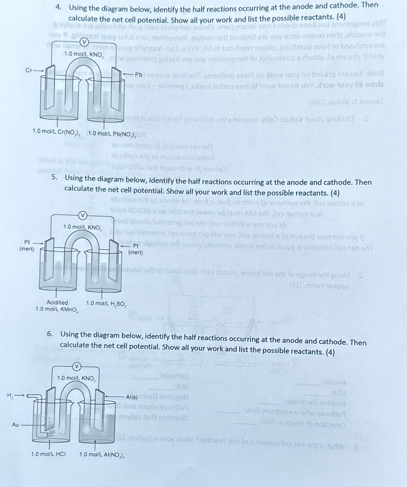 Solved Using the diagram below, identify the half reactions | Chegg.com