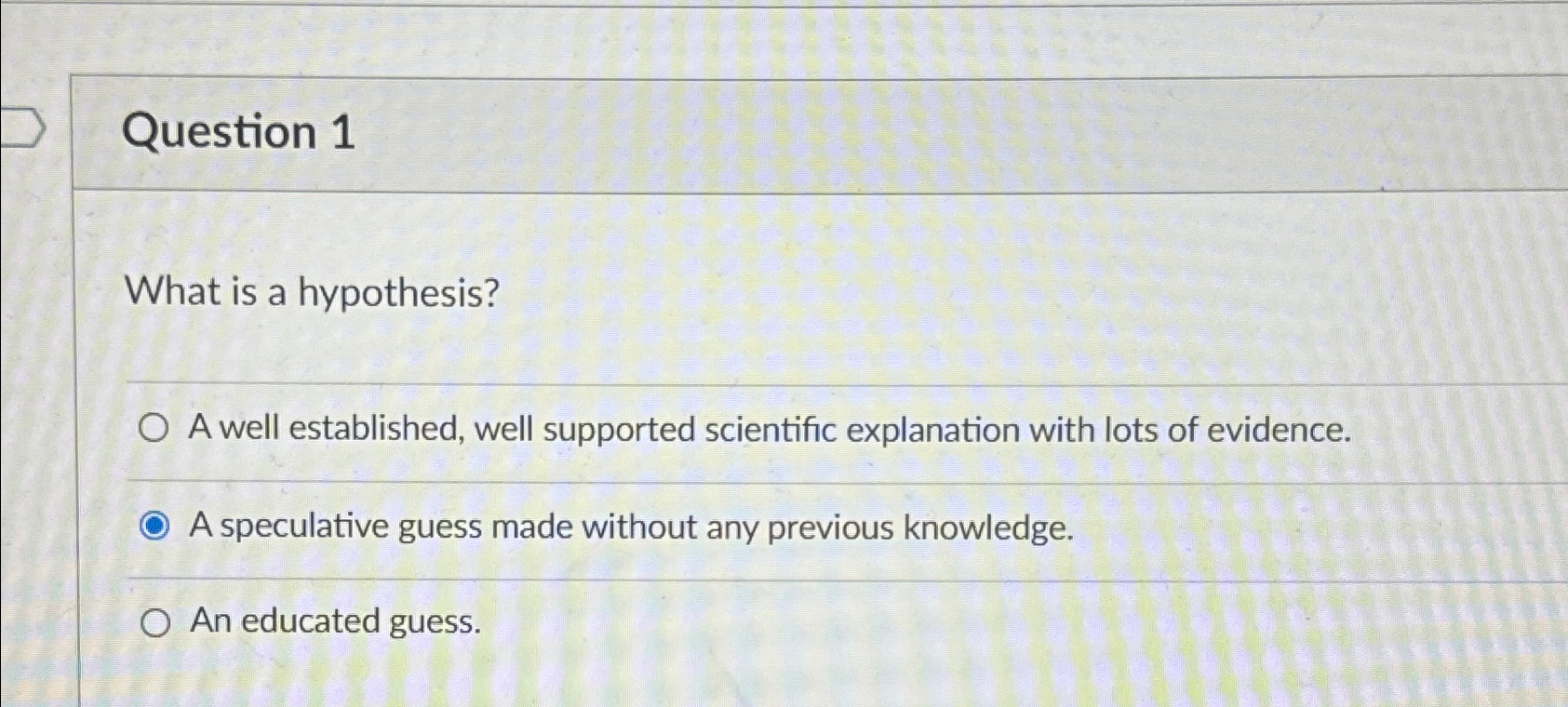 Solved Question 1What is a hypothesis?A well established, | Chegg.com