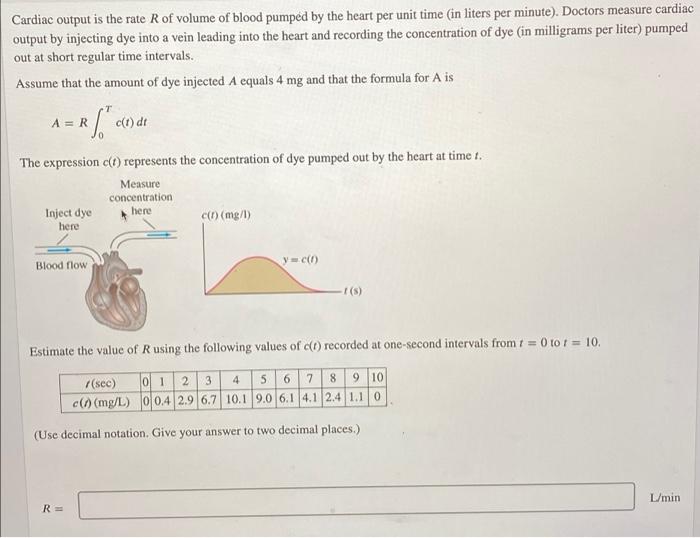 Solved Cardiac output is the rate of volume of blood pumped | Chegg.com