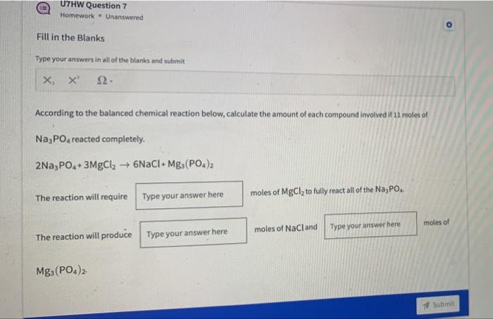 Solved U7HW Question 3 Homework. Unanswered Fill in the | Chegg.com