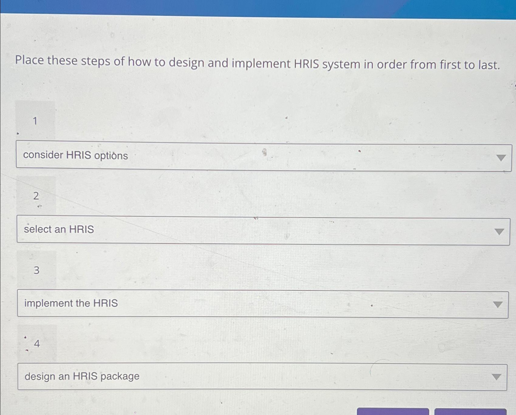 Solved Place these steps of how to design and implement HRIS | Chegg.com