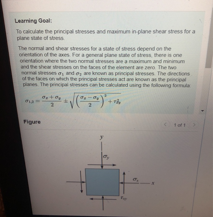 Solved Learning Goal: To calculate the principal stresses | Chegg.com