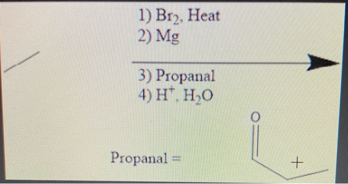 Solved 1) Br2, Heat 2) Mg 3) Propanal 4) H, H2O Propanal = + | Chegg.com