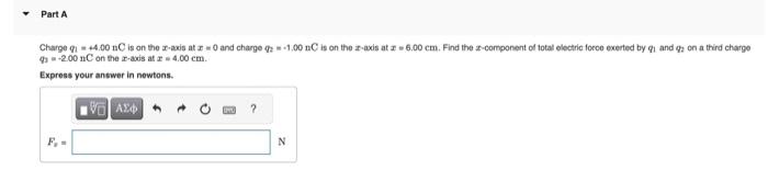 Solved Charge q1=44.00nC is on the x-axis at x=0 and charge | Chegg.com