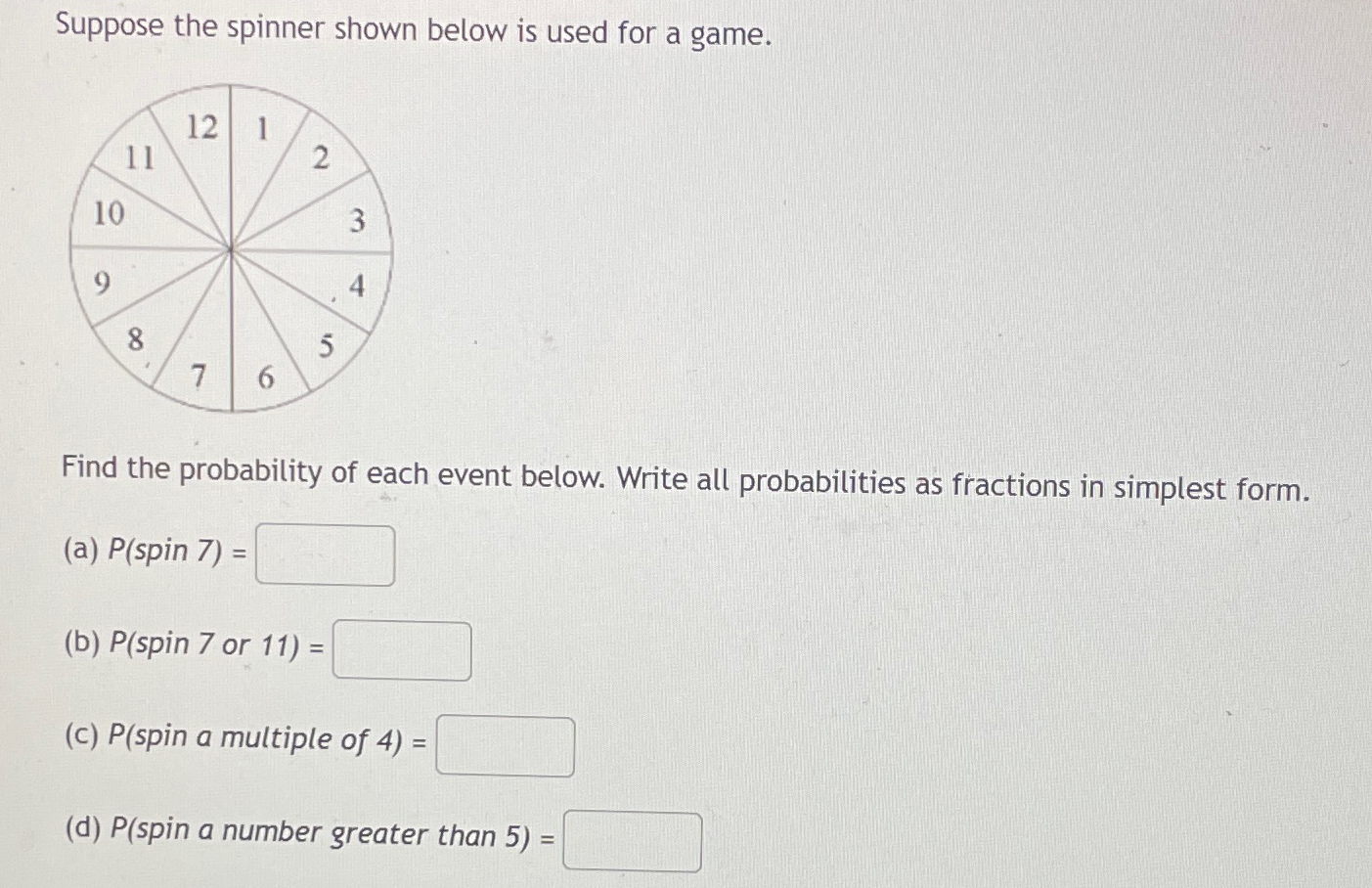Solved Suppose the spinner shown below is used for a | Chegg.com