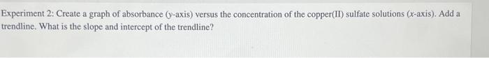 Experiment 2: Create a graph of absorbance ( y-axis) | Chegg.com