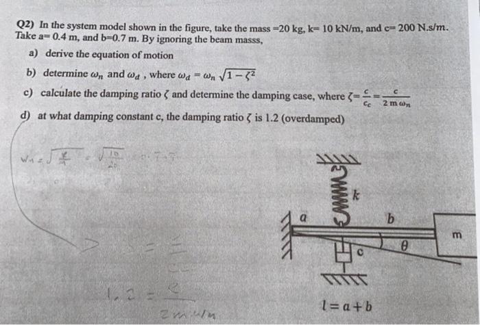 Solved Q2) In the system model shown in the figure, take the | Chegg.com