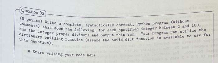 Solved Question 32 (5 points) Write a complete, | Chegg.com