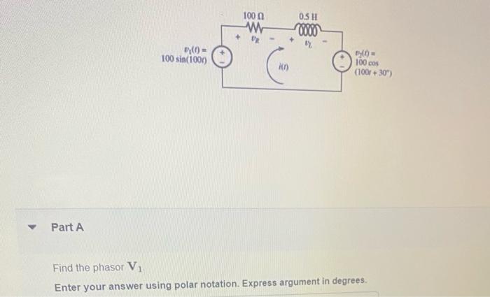 Solved Find the phasor V1 Enter your answer using polar | Chegg.com