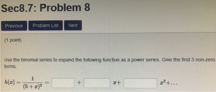 Solved Sec8.7: Problem 8 Previous Problem List Next (1 | Chegg.com
