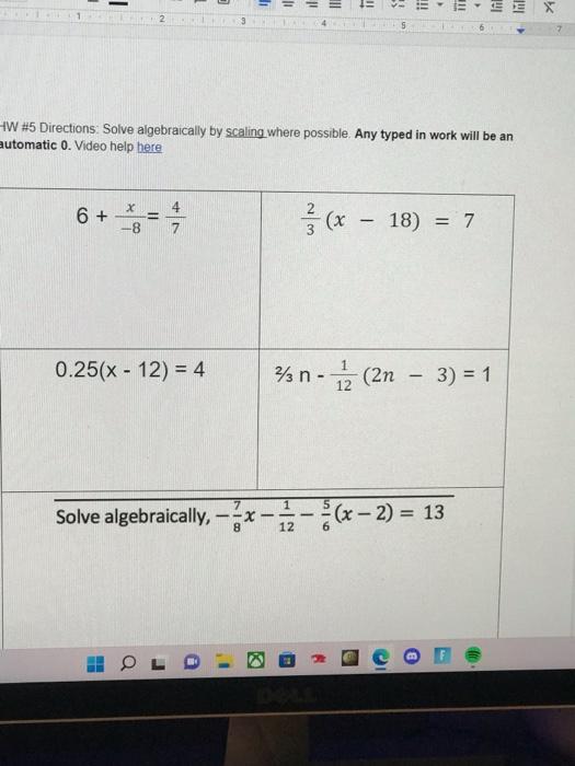 Solved IW #5 Directions: Solve algebraically by scaling | Chegg.com