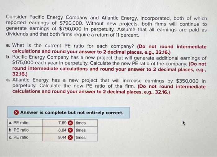 Solved Consider Pacific Energy Company and Atlantic Energy, | Chegg.com