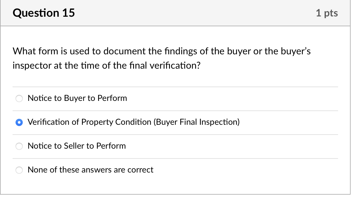 Solved Question 15What form is used to document the findings | Chegg.com