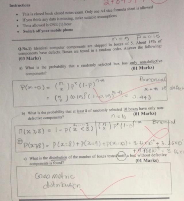 Solved Instructions - This is closed book closed notes exam. | Chegg.com