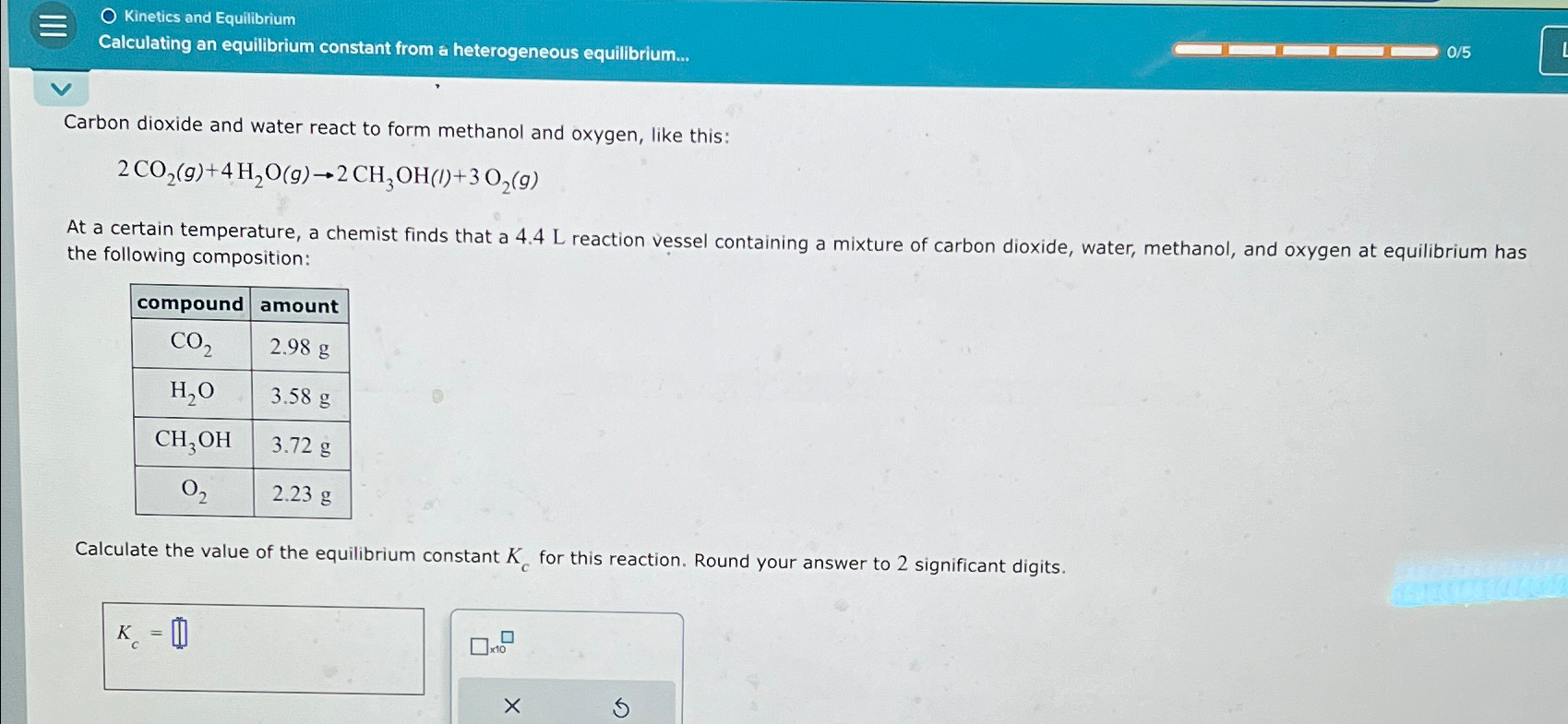 Solved Kinetics and EquilibriumCalculating an equilibrium | Chegg.com