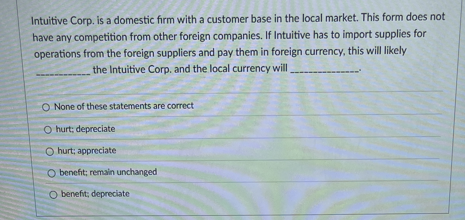 Intuitive Corp. is a domestic firm with a customer | Chegg.com