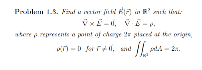 Solved Problem 1.3. ﻿Find a vector field vec(E)(vec(r)) ﻿in | Chegg.com