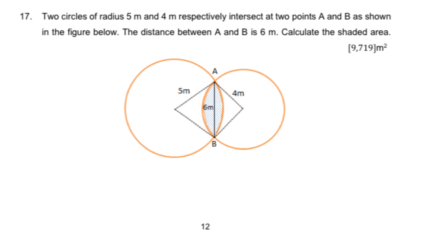 Solved Two circles of radius 5m ﻿and 4m ﻿respectively | Chegg.com
