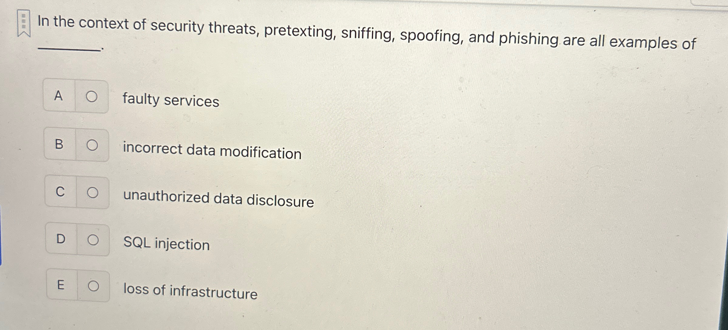 Solved In the context of security threats, pretexting, | Chegg.com