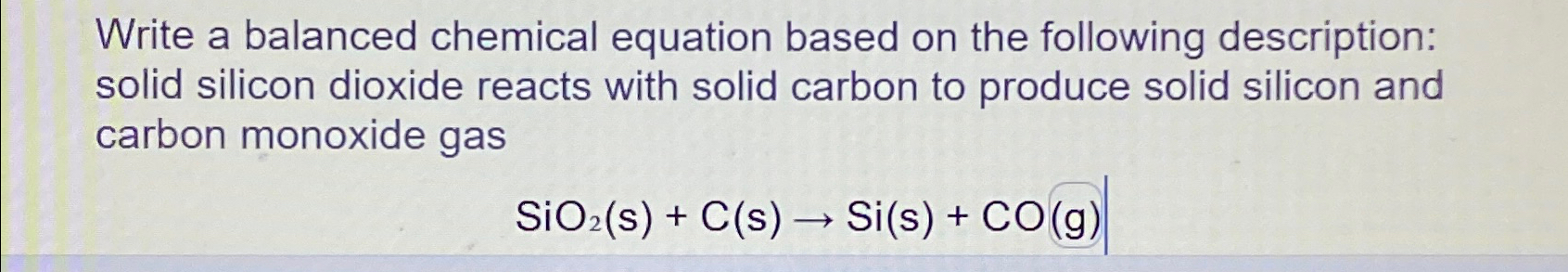 Solved Write a balanced chemical equation based on the | Chegg.com