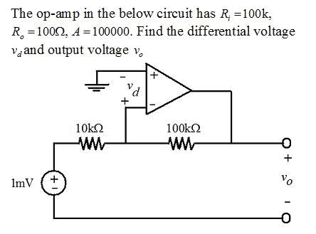 Solved The op-amp in the below circuit has Ri = 100k, Ro | Chegg.com