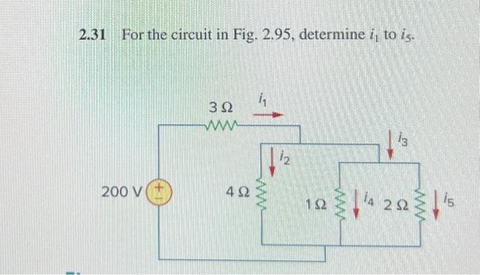 Solved 2.31 For the circuit in Fig. 2.95, determine i1 to | Chegg.com