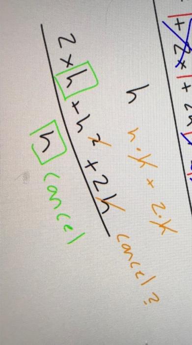 Solved “Why does the h^2 + 2h cancel out into h + 2” | Chegg.com