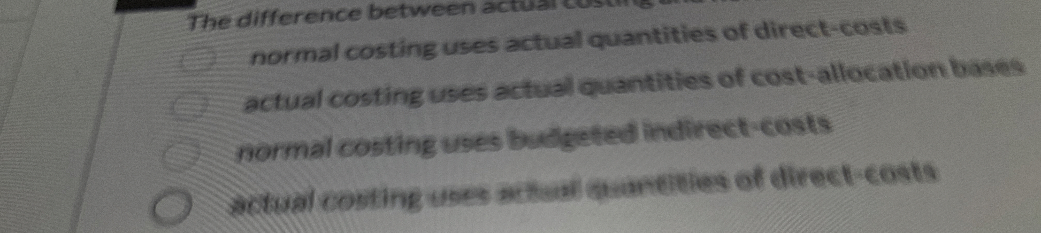 Solved The difference between actuainormal costing costing | Chegg.com