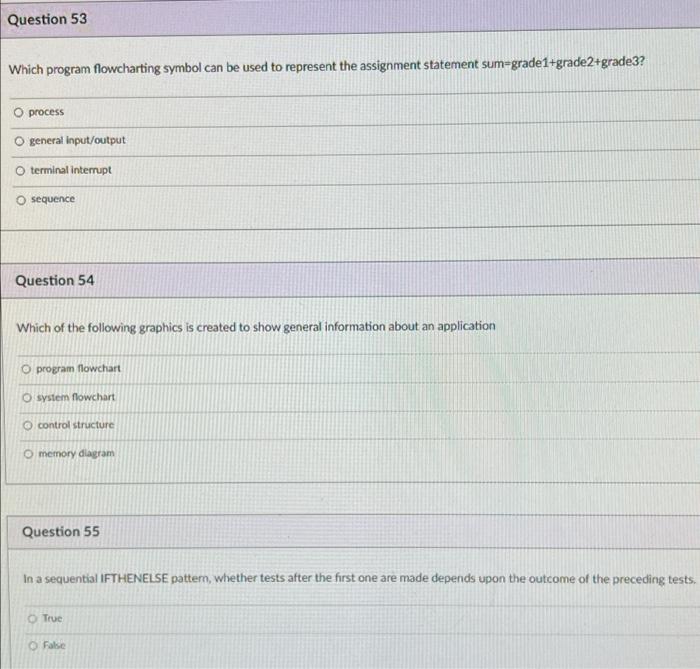 Solved Question 53 Which program flowcharting symbol can be | Chegg.com
