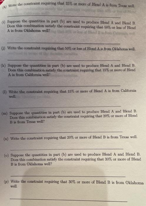 Solved 3. A Blending Problem. Esiason Oil makes two blends | Chegg.com