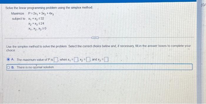 Solved Solve The Linear Programming Problem Using The