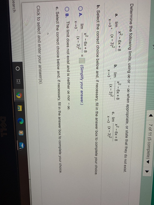 Solved Determine the following limits, using oo or - 00 when | Chegg.com