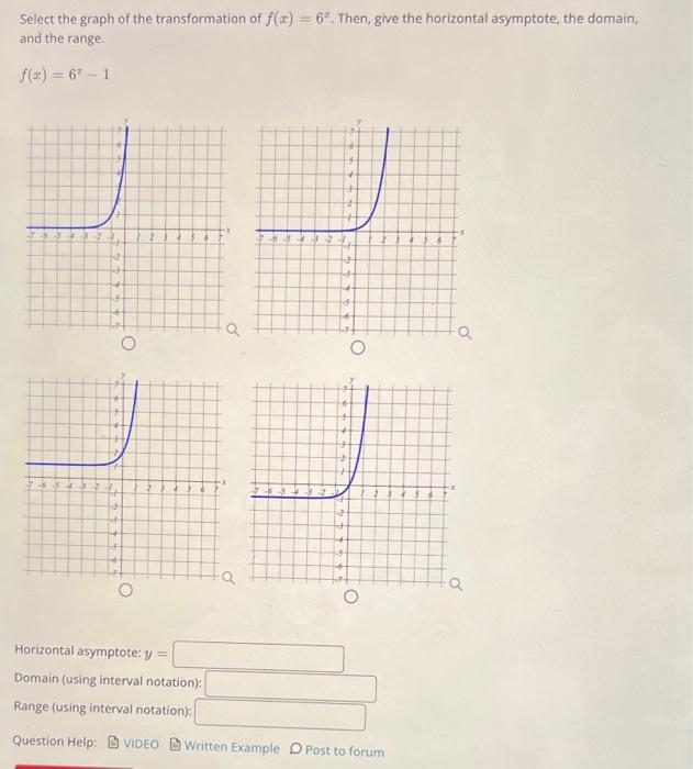 Solved Select the graph of f(x)=2x. Then, give the | Chegg.com