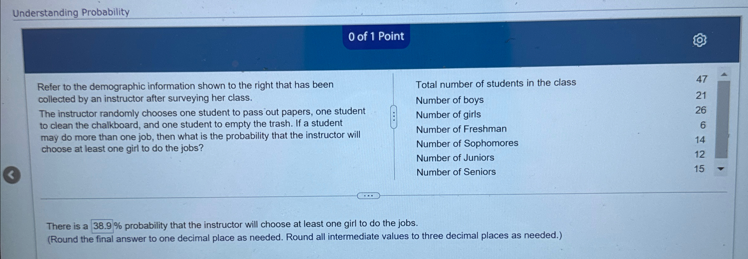 Solved Understanding Probability0 ﻿of 1 ﻿PointRefer to the | Chegg.com