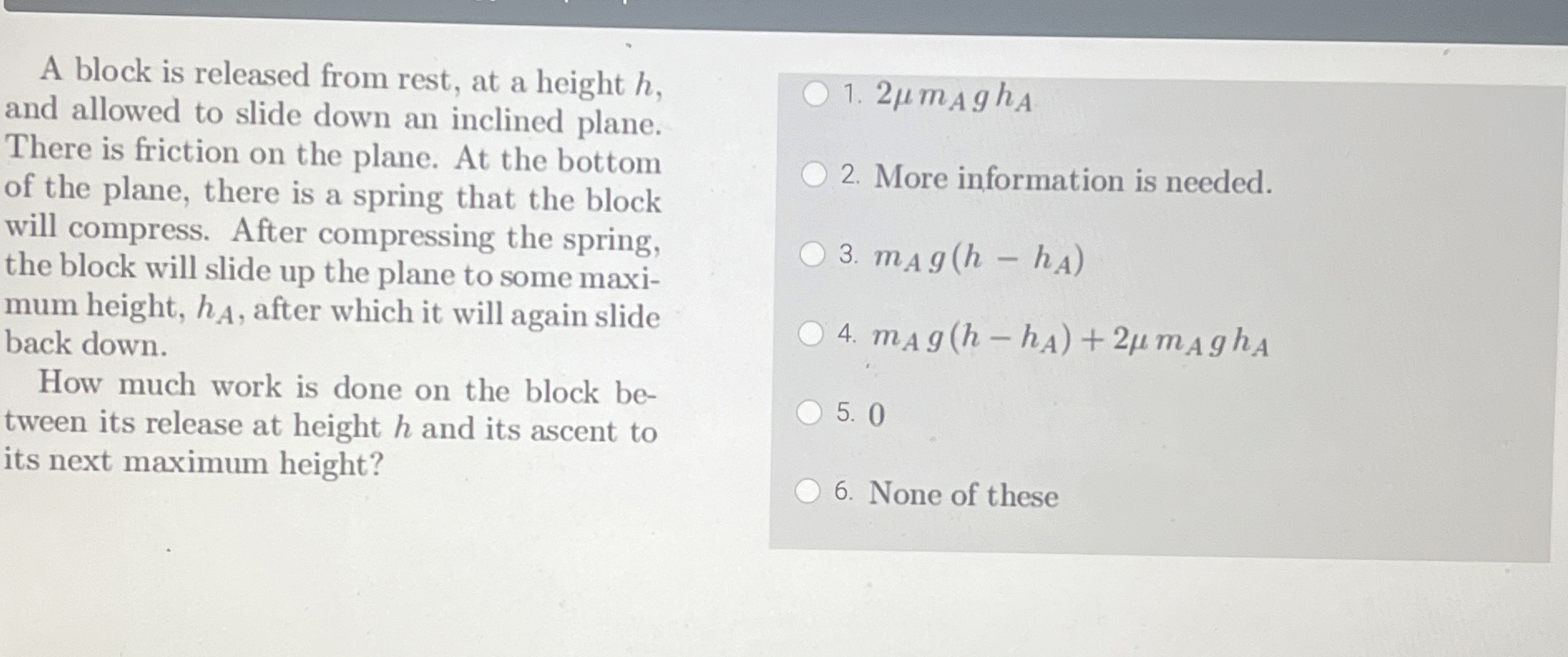 Solved A block is released from rest, at a height h, ﻿and | Chegg.com