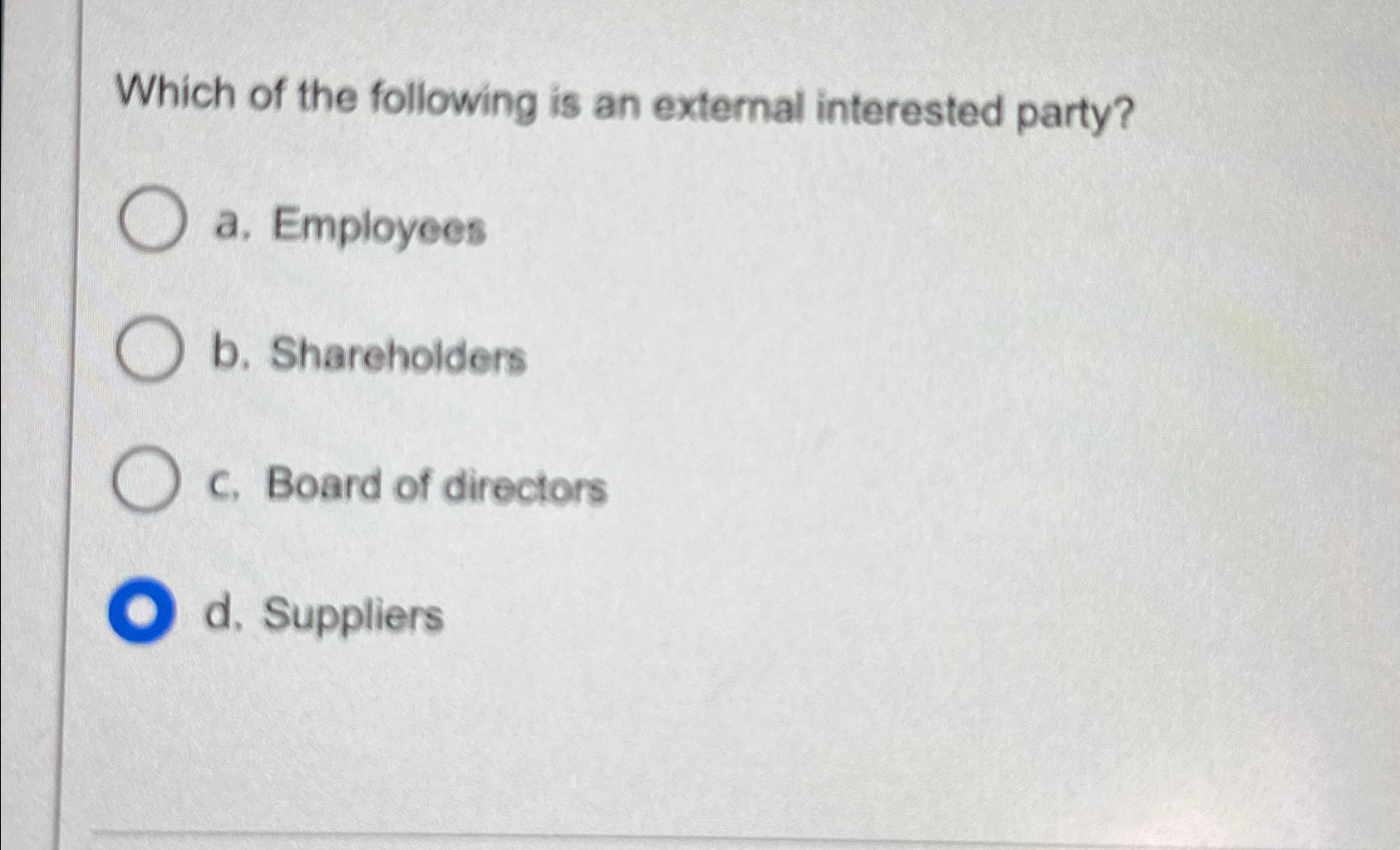 Solved Which of the following is an external interested | Chegg.com