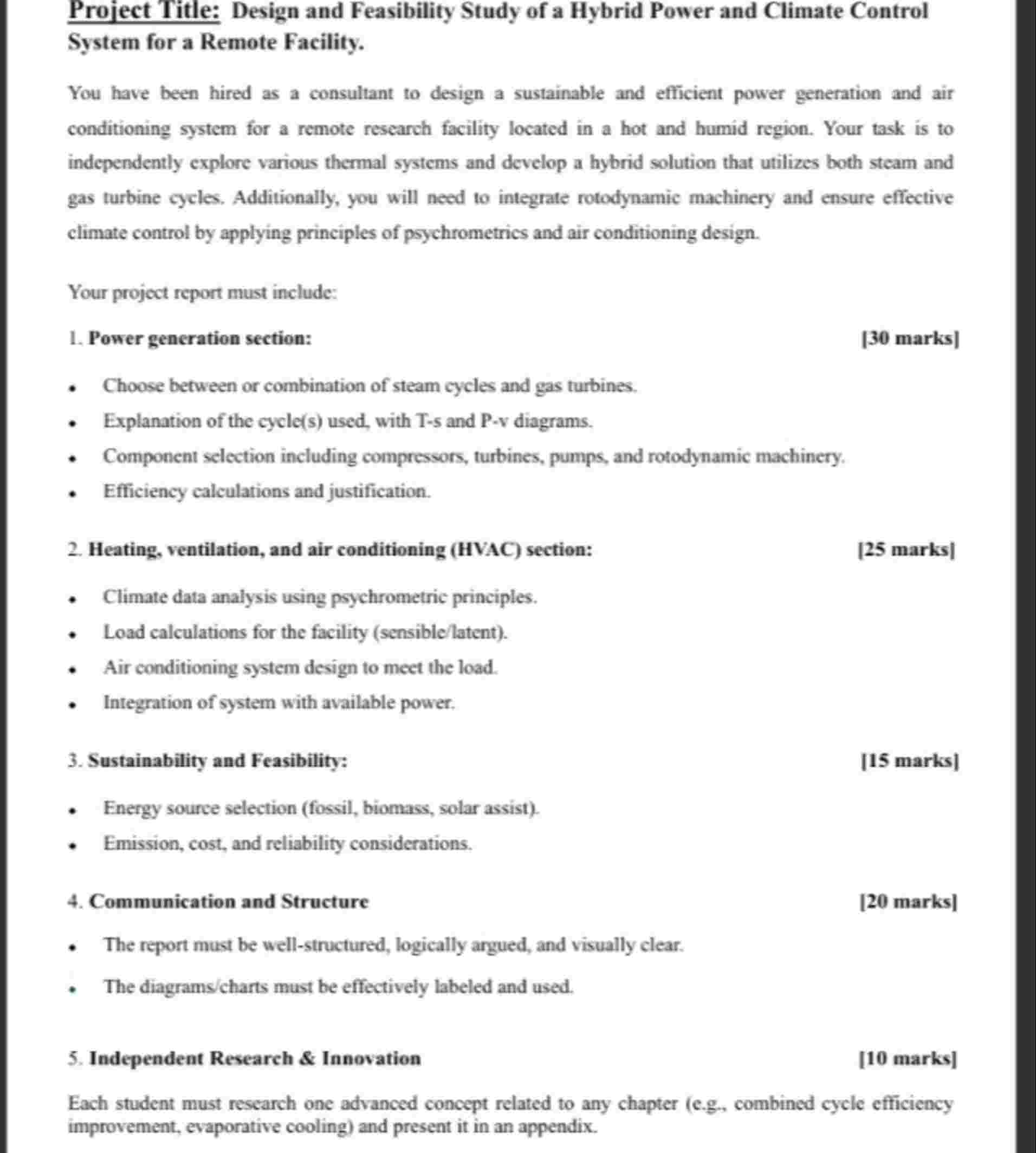 Solved Project Title: Design and Feasibility Study of a | Chegg.com