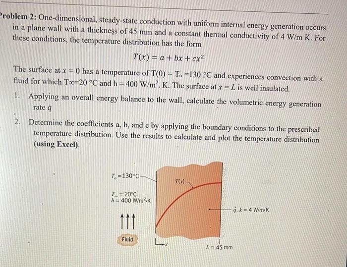 Solved roblem 2: One-dimensional, steady-state conduction | Chegg.com