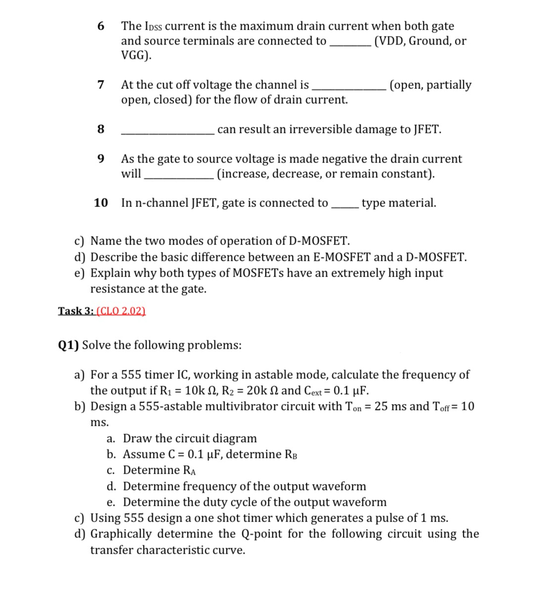 Solved 6 ﻿The IDss current is the maximum drain current when | Chegg.com