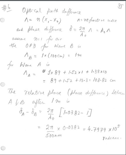 #6 ﻿Optical path deffermence \Lambda | Chegg.com