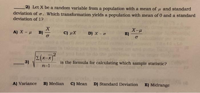 Solved 2) Let X be a random variable from a population with | Chegg.com