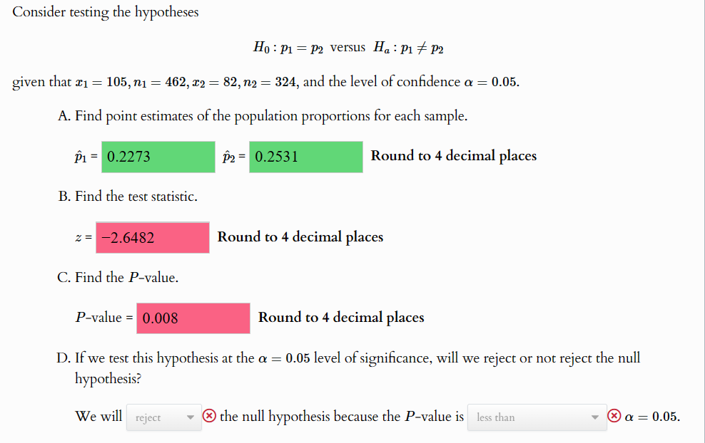 Solved Consider testing the hypothesesH0:p1=p2 ﻿versus | Chegg.com