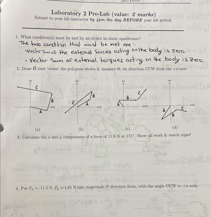 Solved Laboratory 2 Pre-Lab (value: 2 marks) Submit to your | Chegg.com