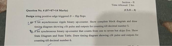 Solved Question No. 4(07+07=14 Marks) ( CLO -4) Design using | Chegg.com