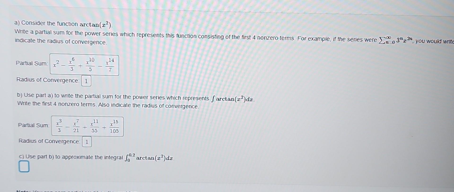 Solved a) Consider the function arctan(x²). Write a partial | Chegg.com